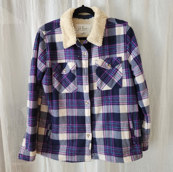 Soho | Jackets & Coats | Soho Threads Purple Plaid Shacket | Poshmark
